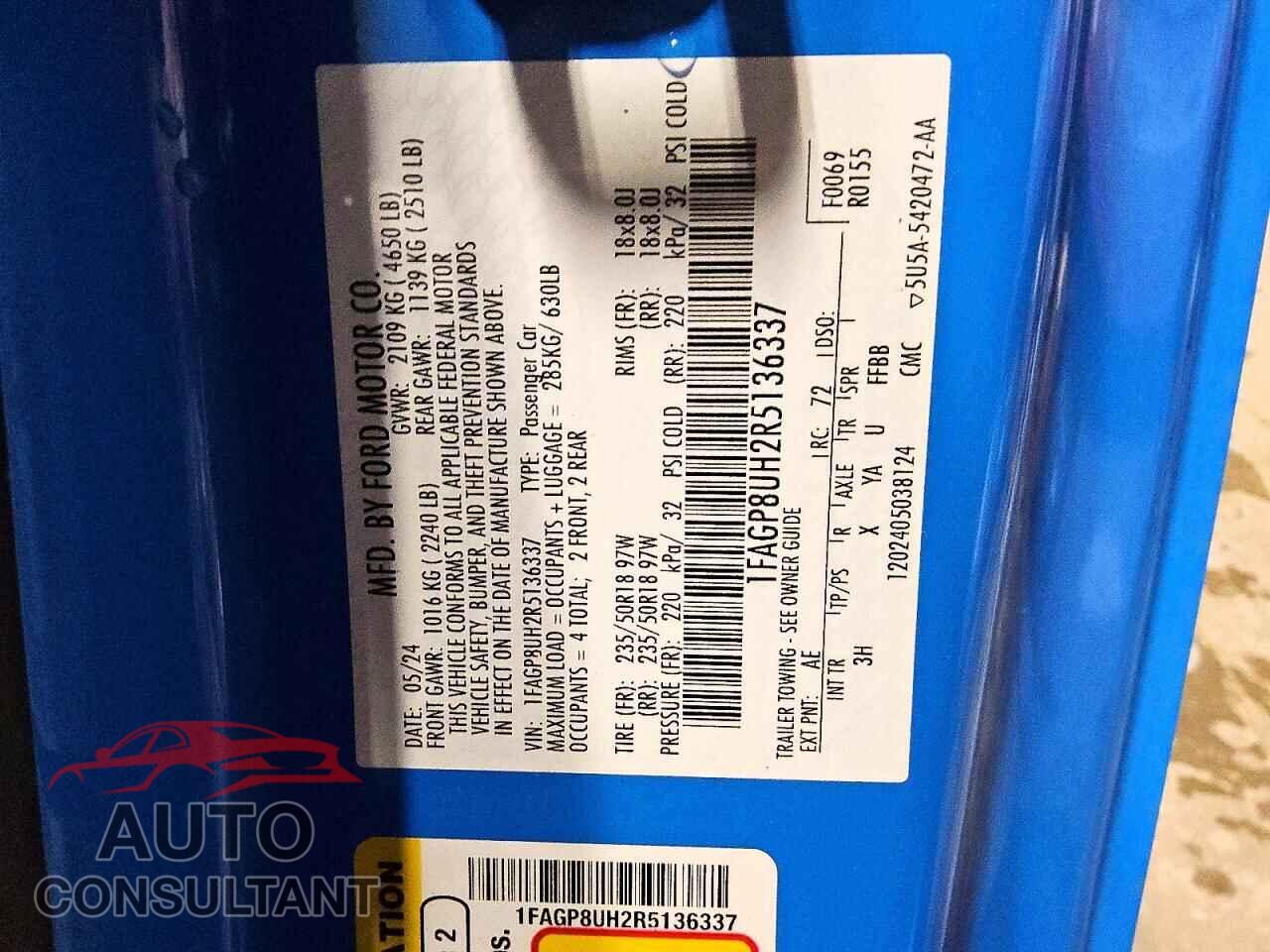 2024 FORD ALL MODELS GAS - 1FAGP8UH2R5136337