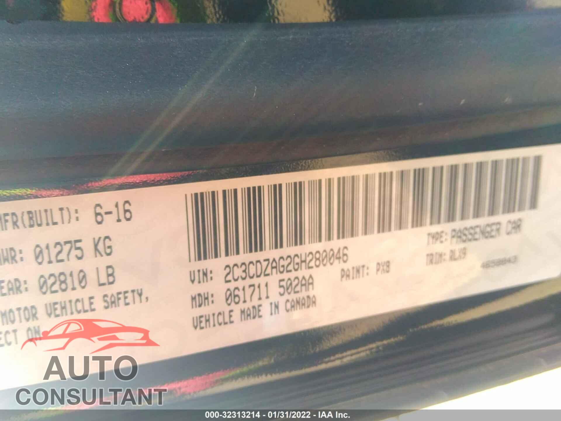 2016 DODGE CHALLENGER SXT PLUS GAS - 2C3CDZAG2GH280046